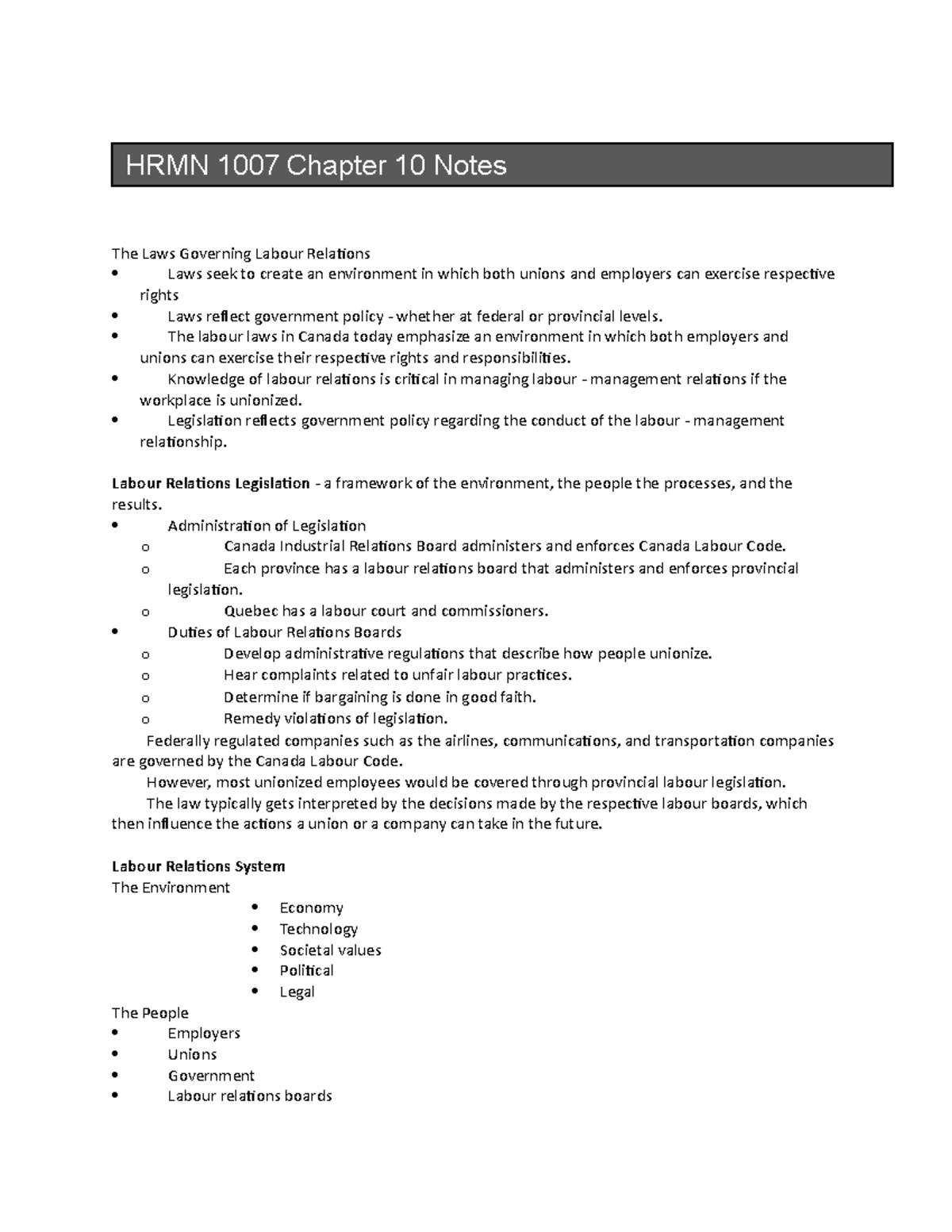 Human Resources - The Laws Governing Labour Relaions Laws seek to ...
