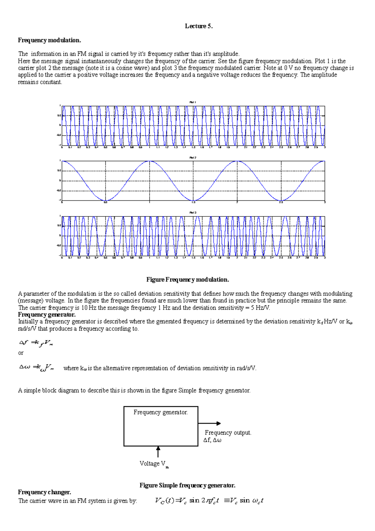 Lecture 5 - Lecture 5. Frequency modulation. The information in an FM ...
