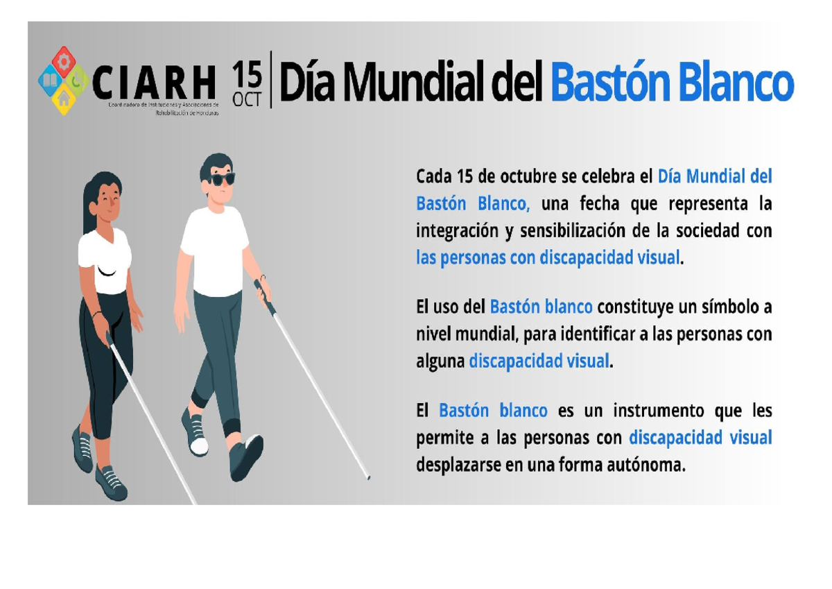 Dia de baston blanco - CIARH 15 Día Mundial del Bastón Blanco ...