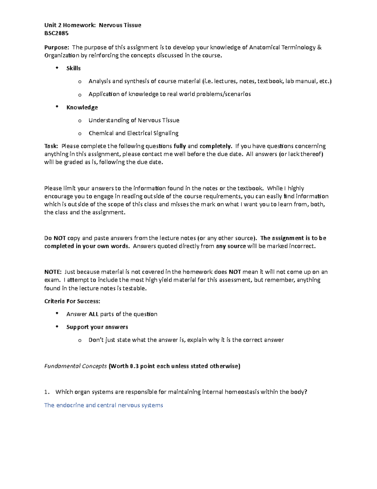Homework-Nervous Tissue - BSC Purpose: The purpose of this assignment ...