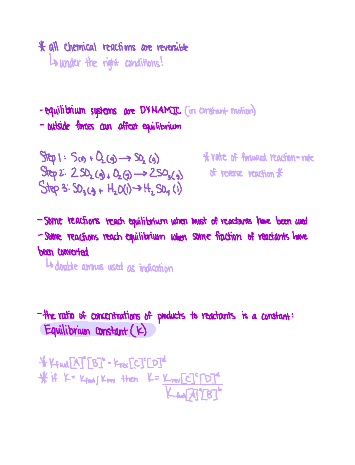 Chemical Equilibrium - Notes - all chemical reactions are reversible ...