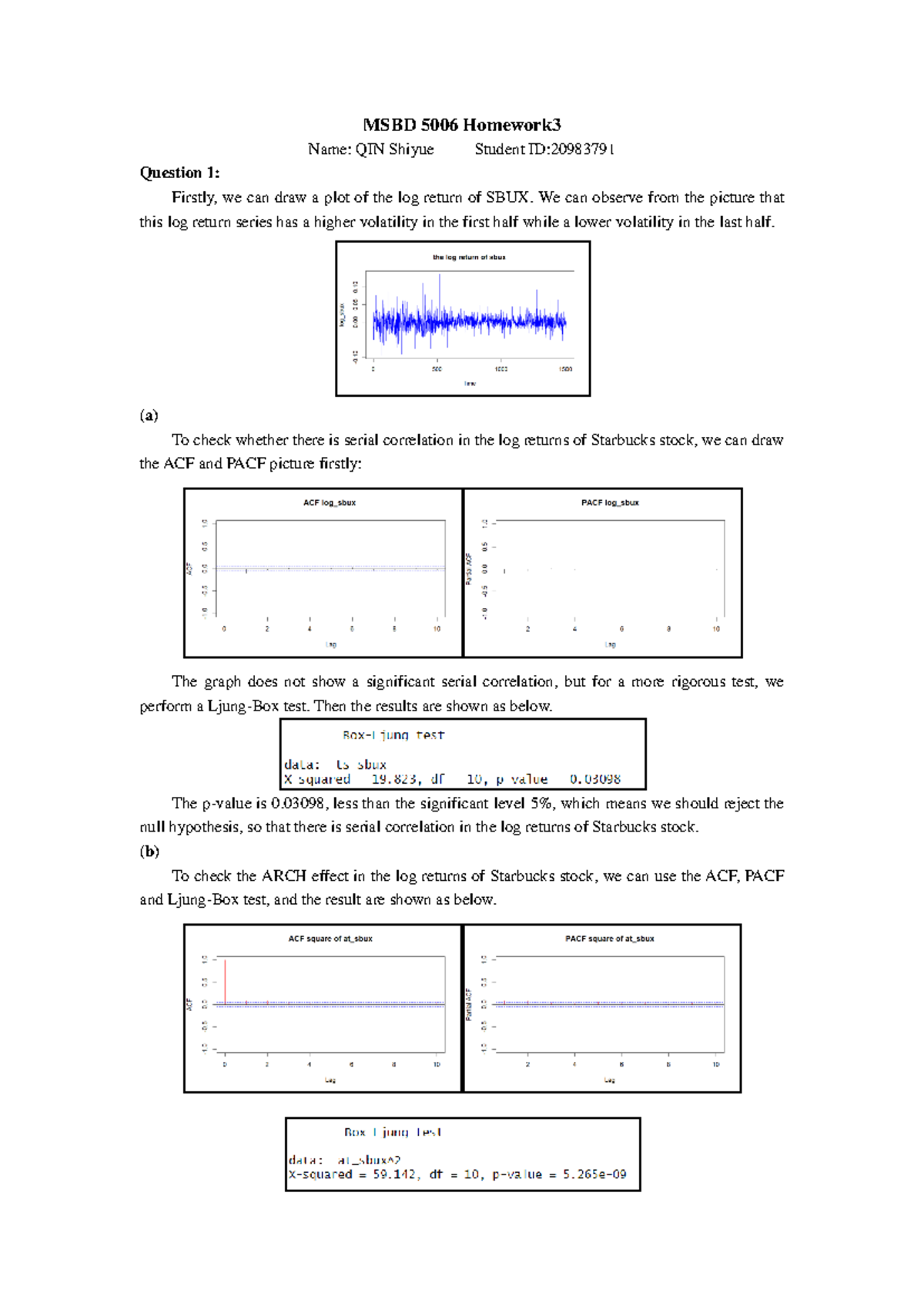 5006-hw3 - solution of as3 - MSBD 5006 Homework 3 Name: QIN Shiyue ...