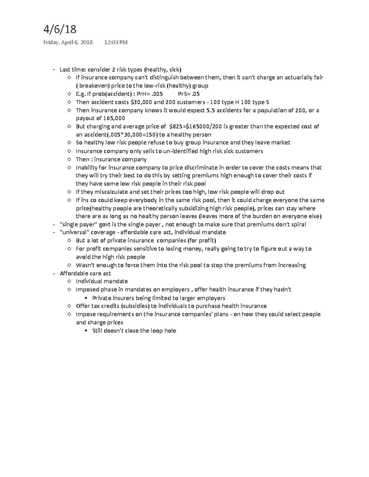 Notes Insurance, ACA, - Warning: TT: undefined function: 32 - Studocu