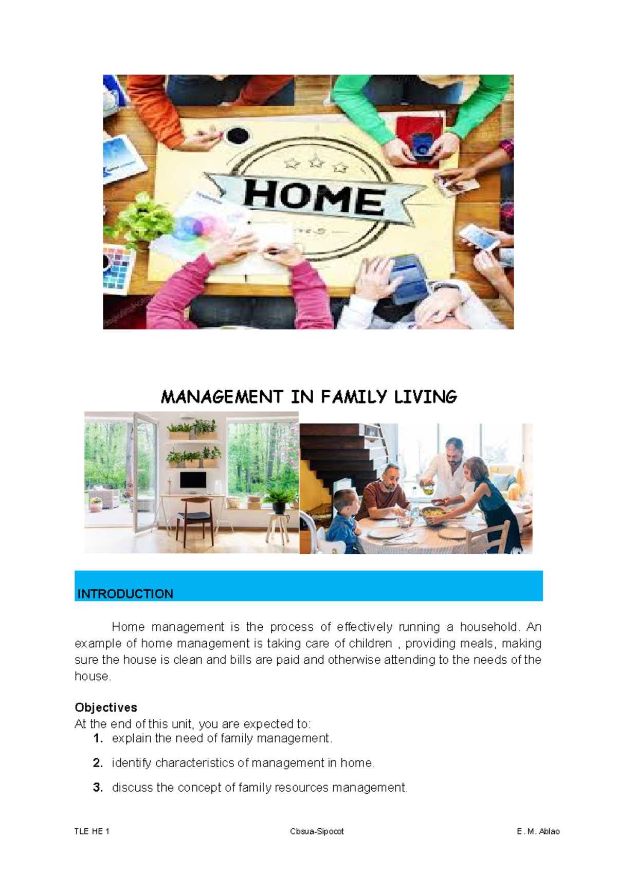 W4-5 TLE HE1 Bagasbas - TLE he 1 - MANAGEMENT IN FAMILY LIVING ...