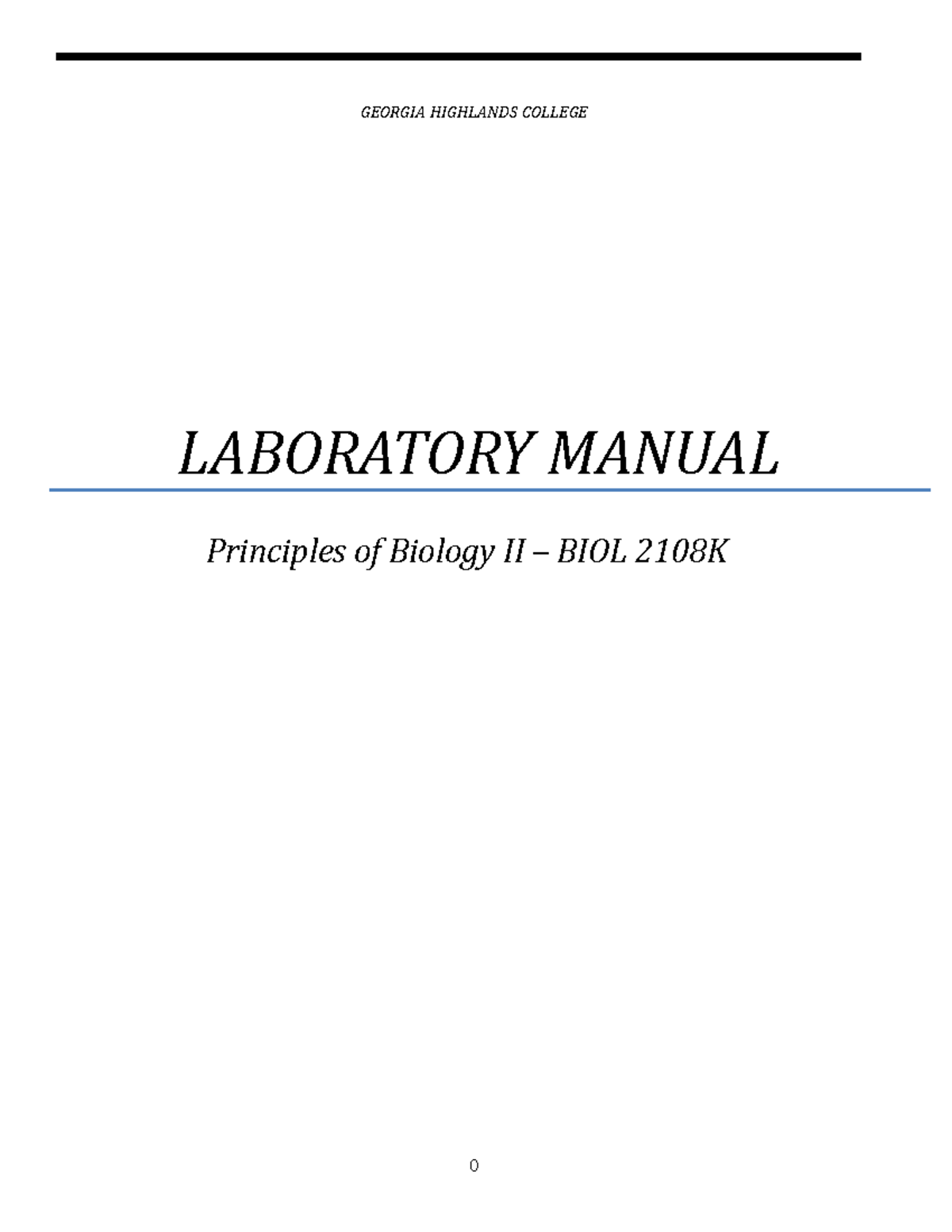 BIOL 2108 Lab Manual - LABORATORY MANUAL Principles of Biology II ...
