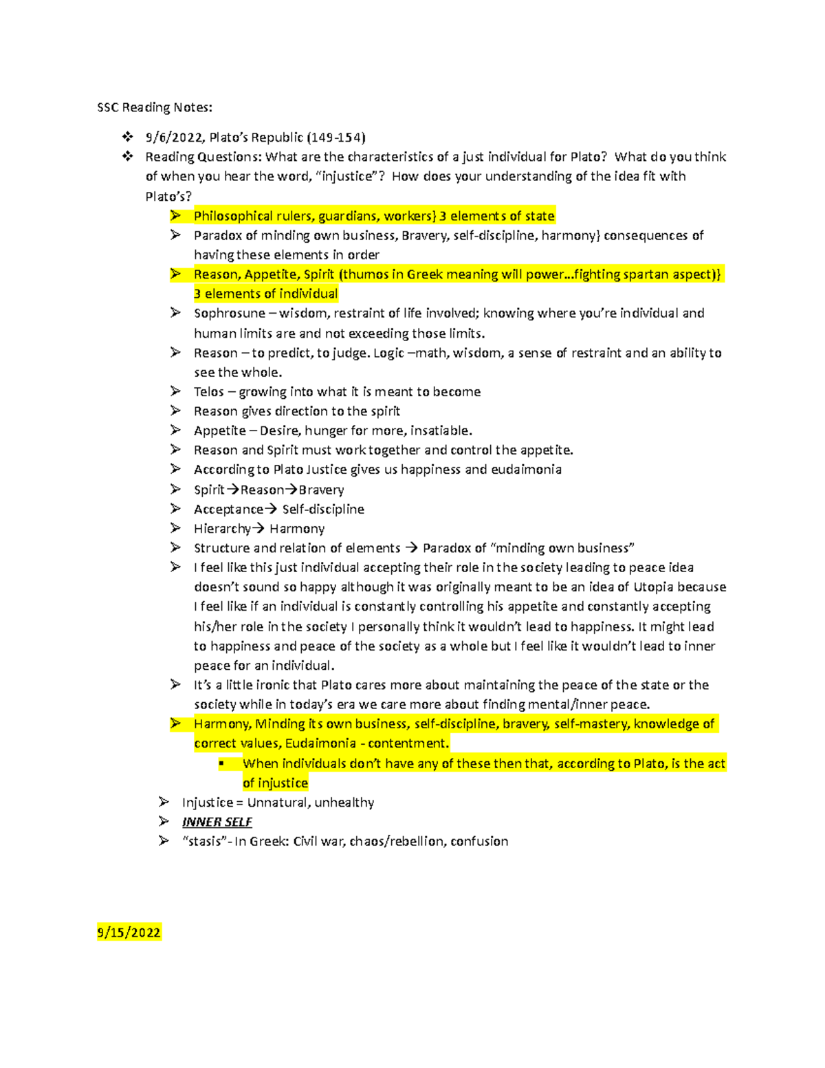 SSC Reading Notes - bs fr - SSC Reading Notes: 9/6/2022, Plato’s ...