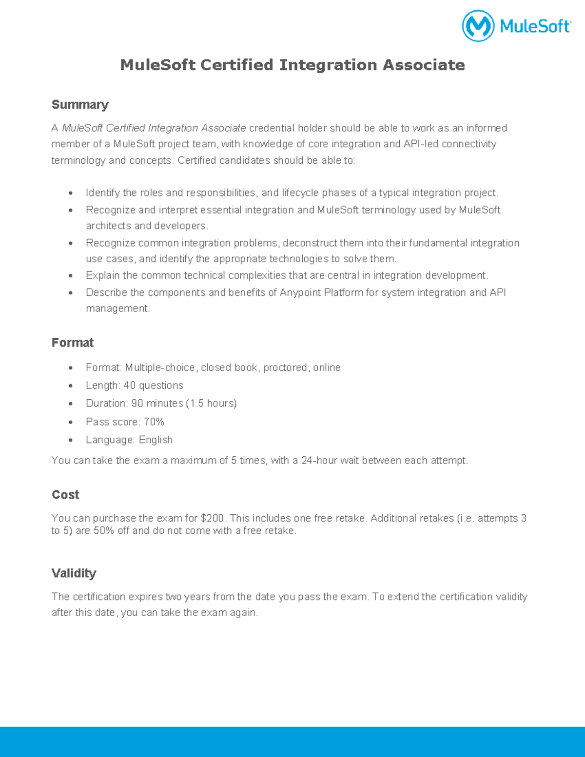Mciassoc datasheet-1 - I want to paass - MuleSoft Certified Integration ...