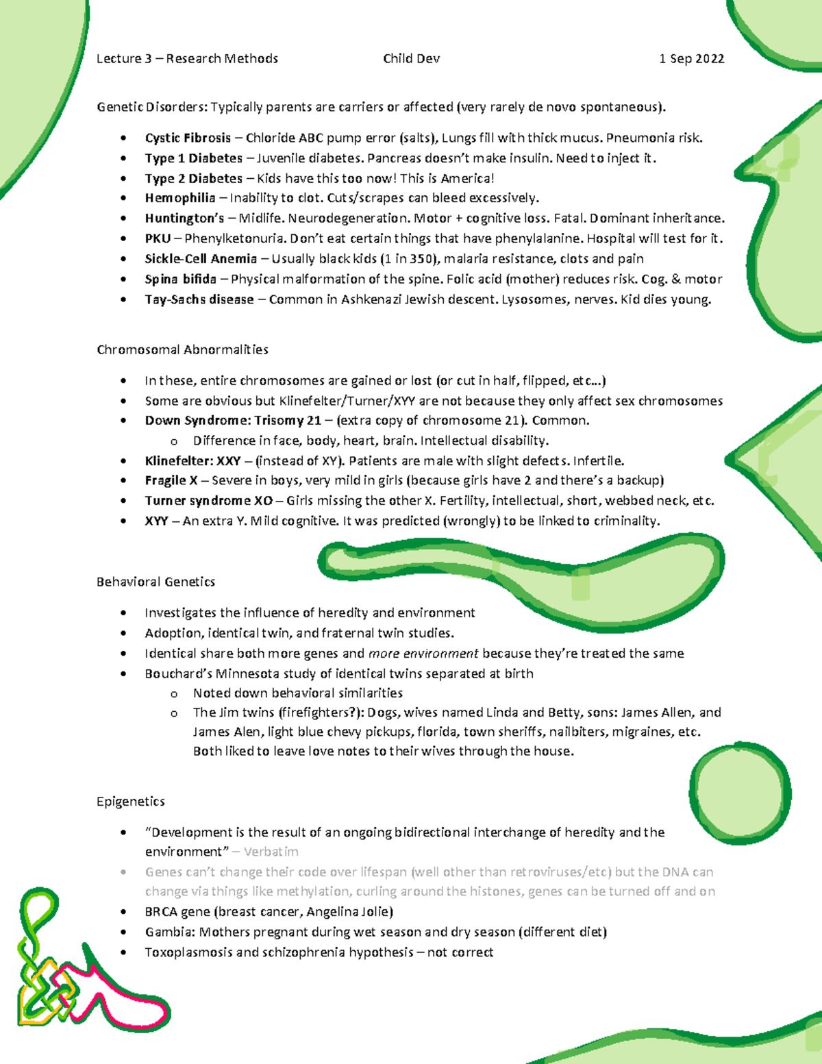 Child Dev-Lecture 3-Biological Processes - Lecture 3 – Research Methods Child Dev 1 Sep 2022 ...