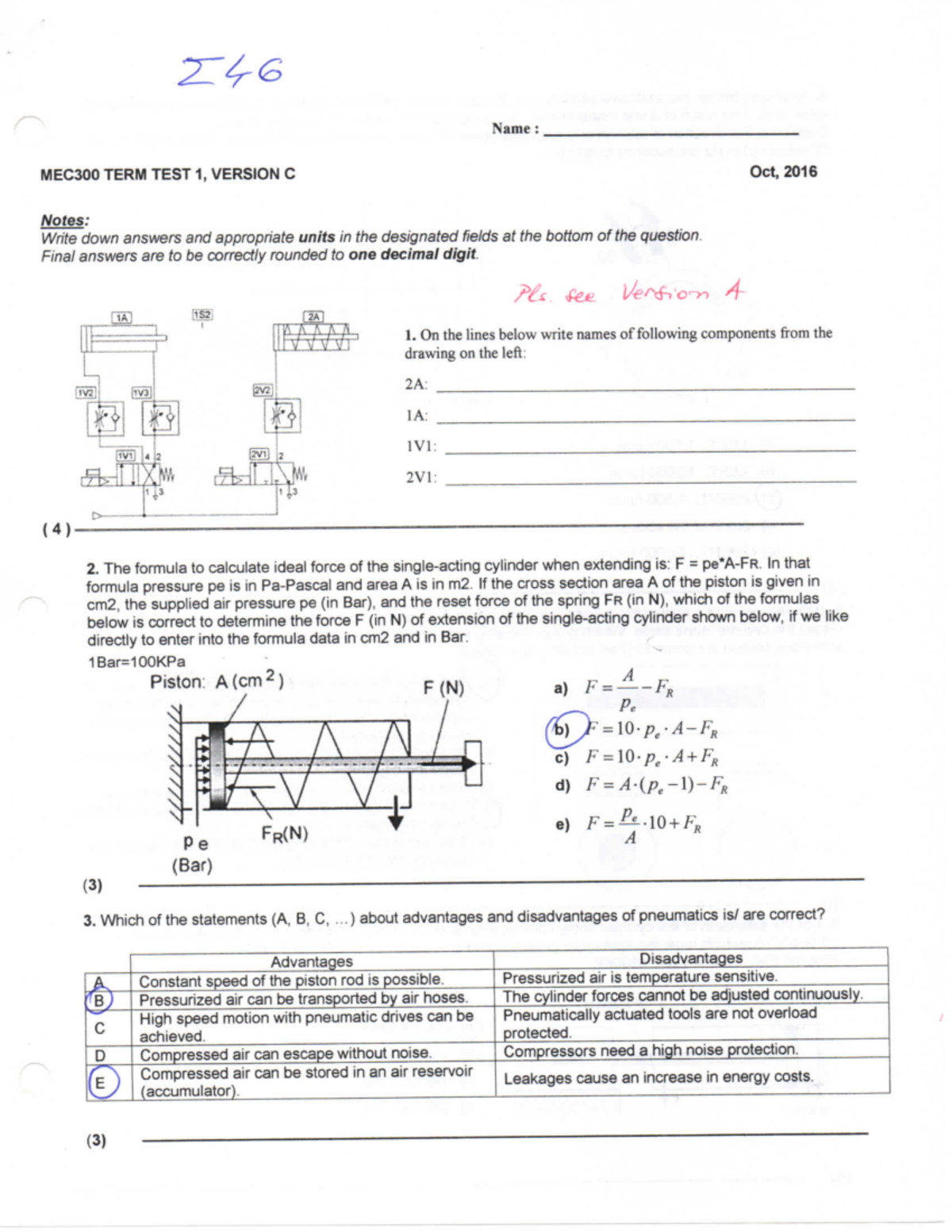 MEC300 TT1 Version C - MEC300 - Seneca College - Studocu