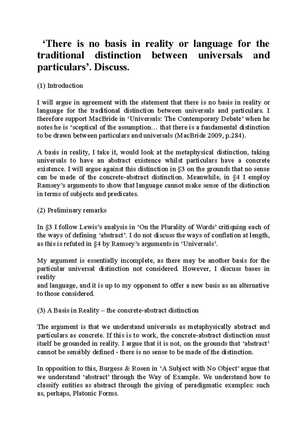 Sample Essay 3 - ‘There is no basis in reality or language for the ...