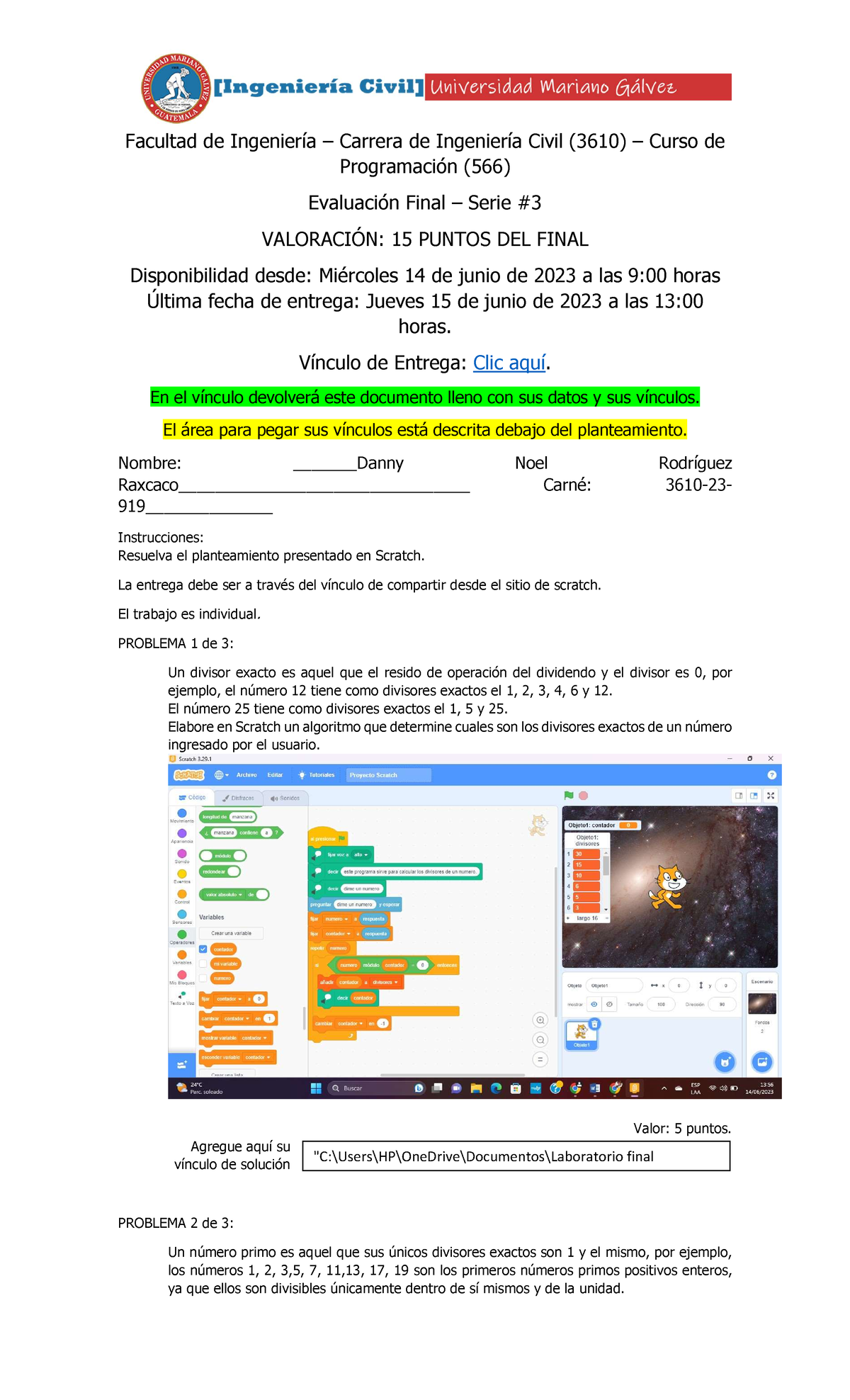 Laboratorio DE Programacion - Facultad de Ingeniería – Carrera de Ingeniería Civil (3610 ...