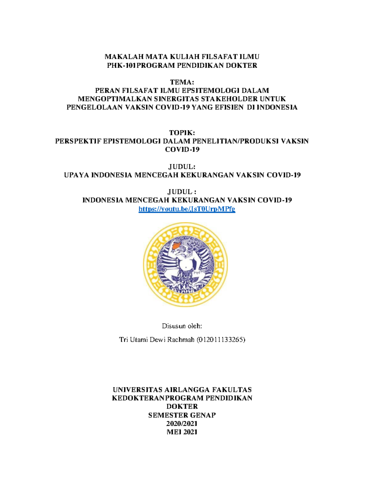 FK TRI Utami DEWI Rachmah 3265 Tugas B - MAKALAH MATA KULIAH FILSAFAT ...