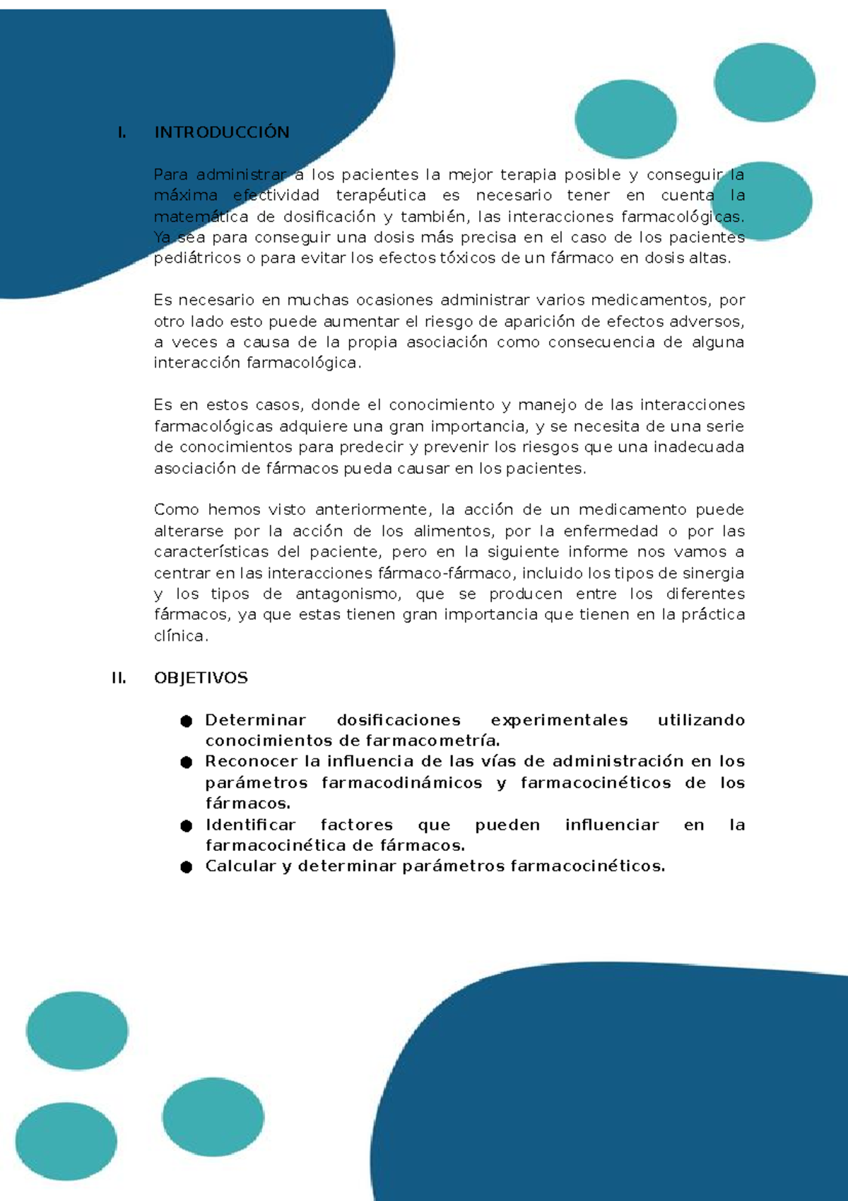 PRÁCTICA Nº3: “Matemáticas para dosificación y factores que modifican ...