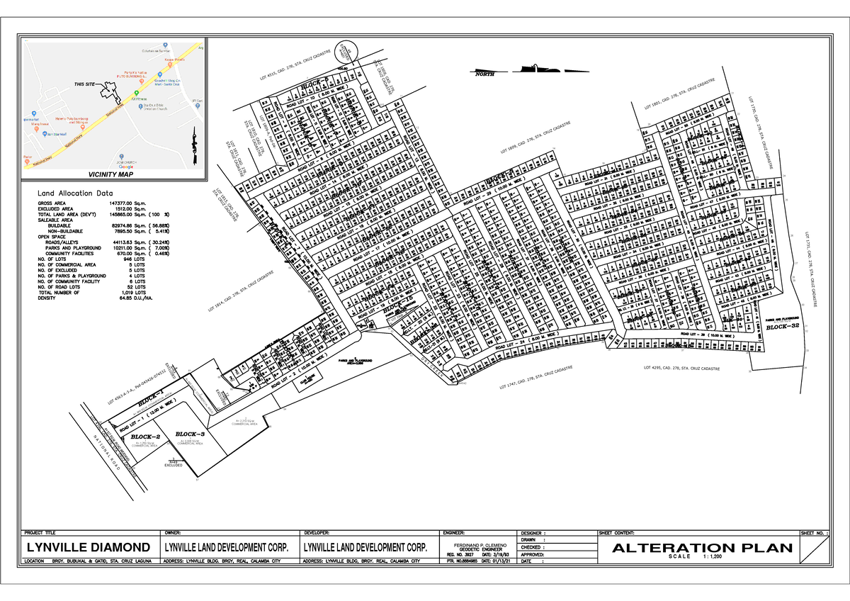 Updated Alteration PLAN - S C A L E 1 : 1, LYNVILLE DIAMOND LYNVILLE ...