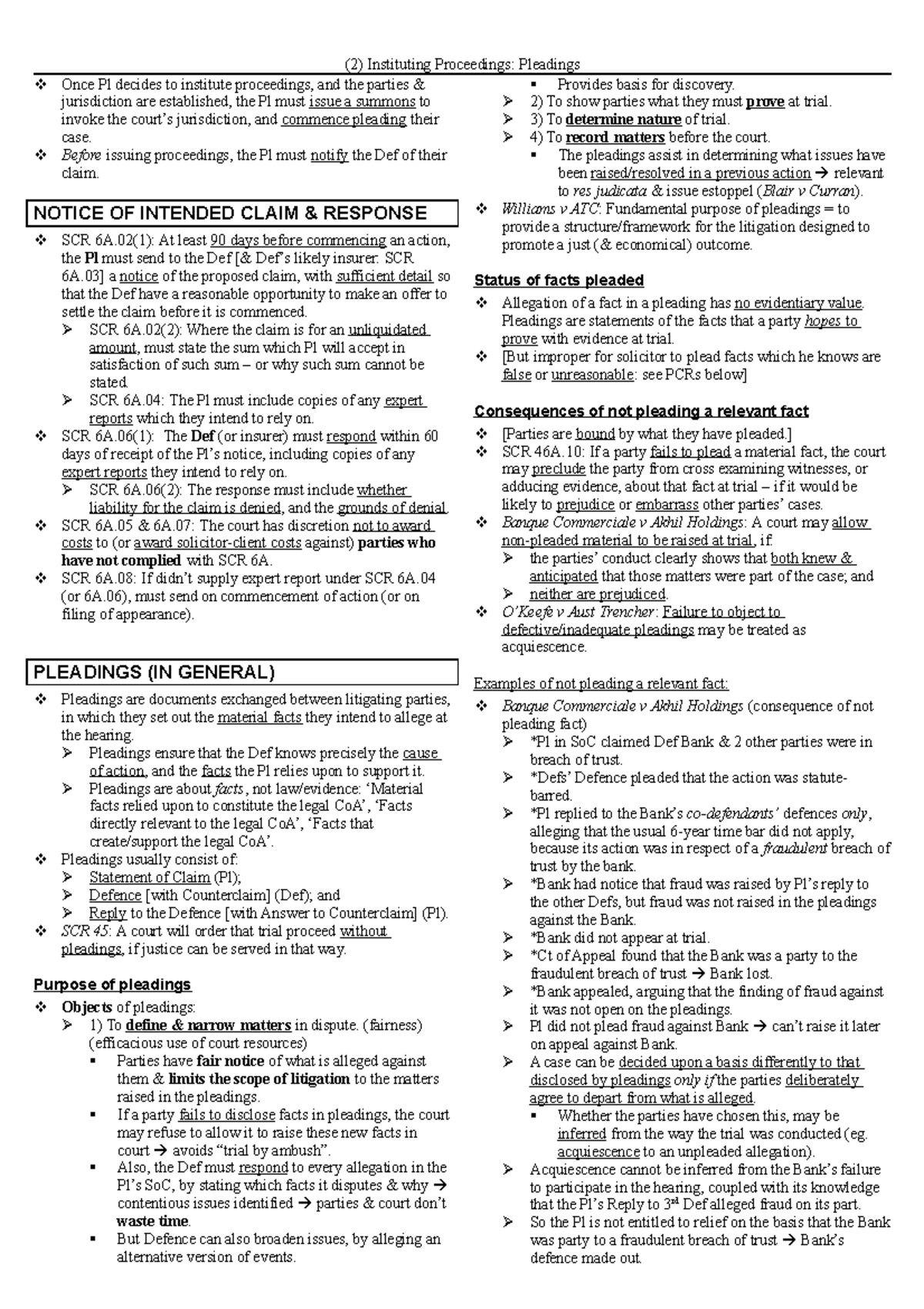 CCP 2 - Criminal law notes - (2) Instituting Proceedings: Pleadings ...