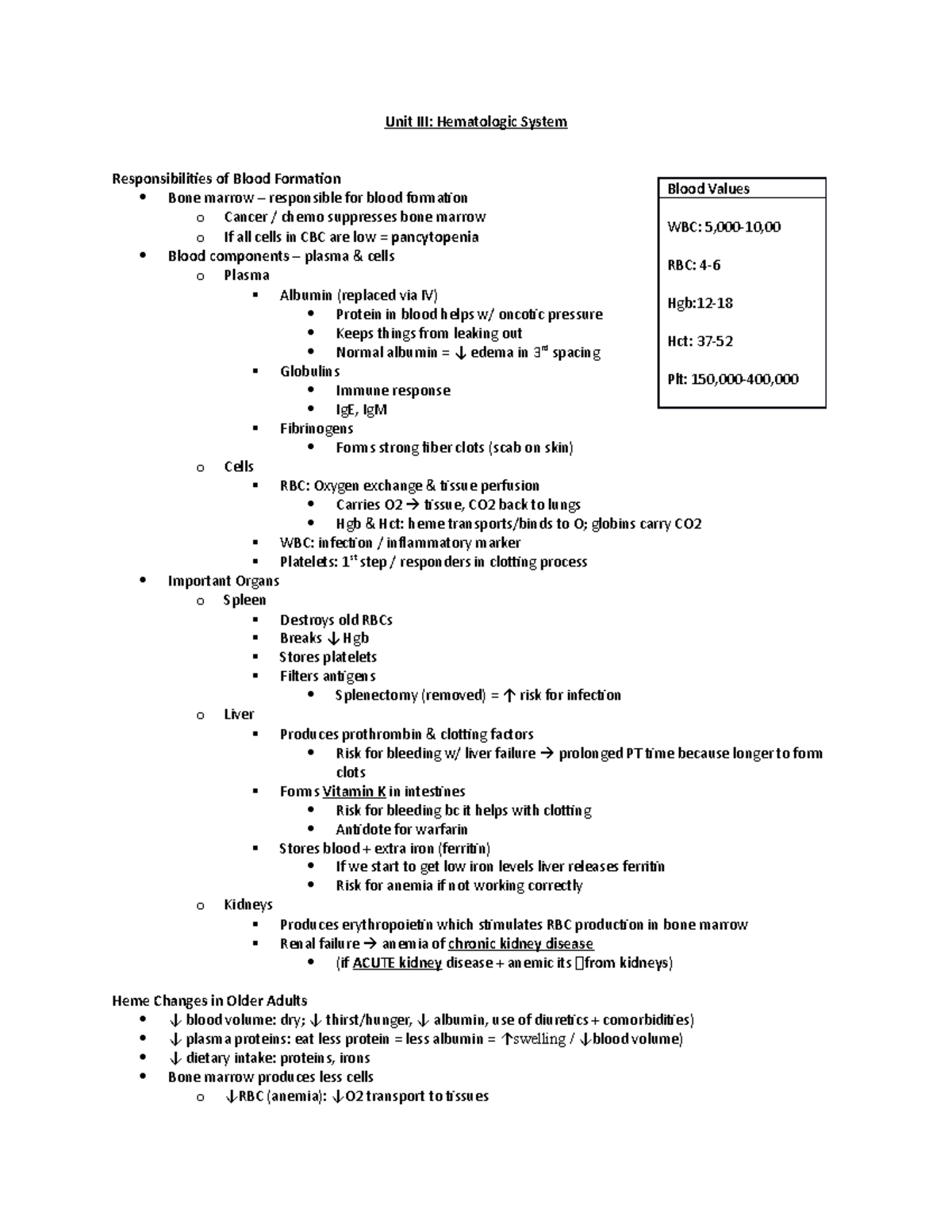 Unit III Hematologic System Quiz 2 - Unit III: Hematologic System ...