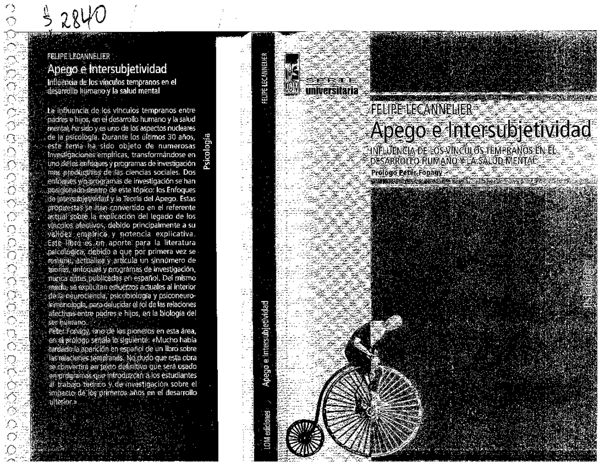 Apego-e-Intersubjetividad - Psicología del Infante al Adolescente - Studocu