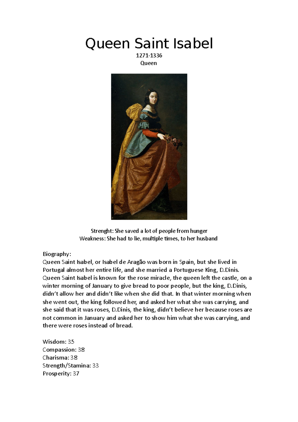 Queen Saint Isabel - Queen Saint Isabel 1271- Queen Strenght: She saved ...