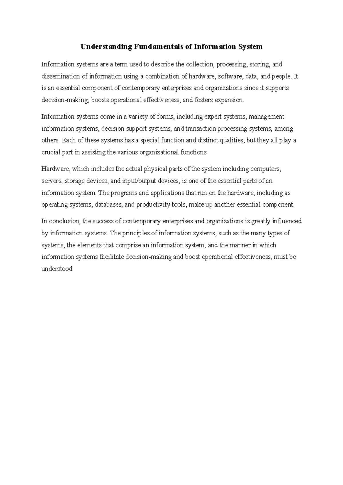 Understanding Fundamentals of Information System - Understanding ...