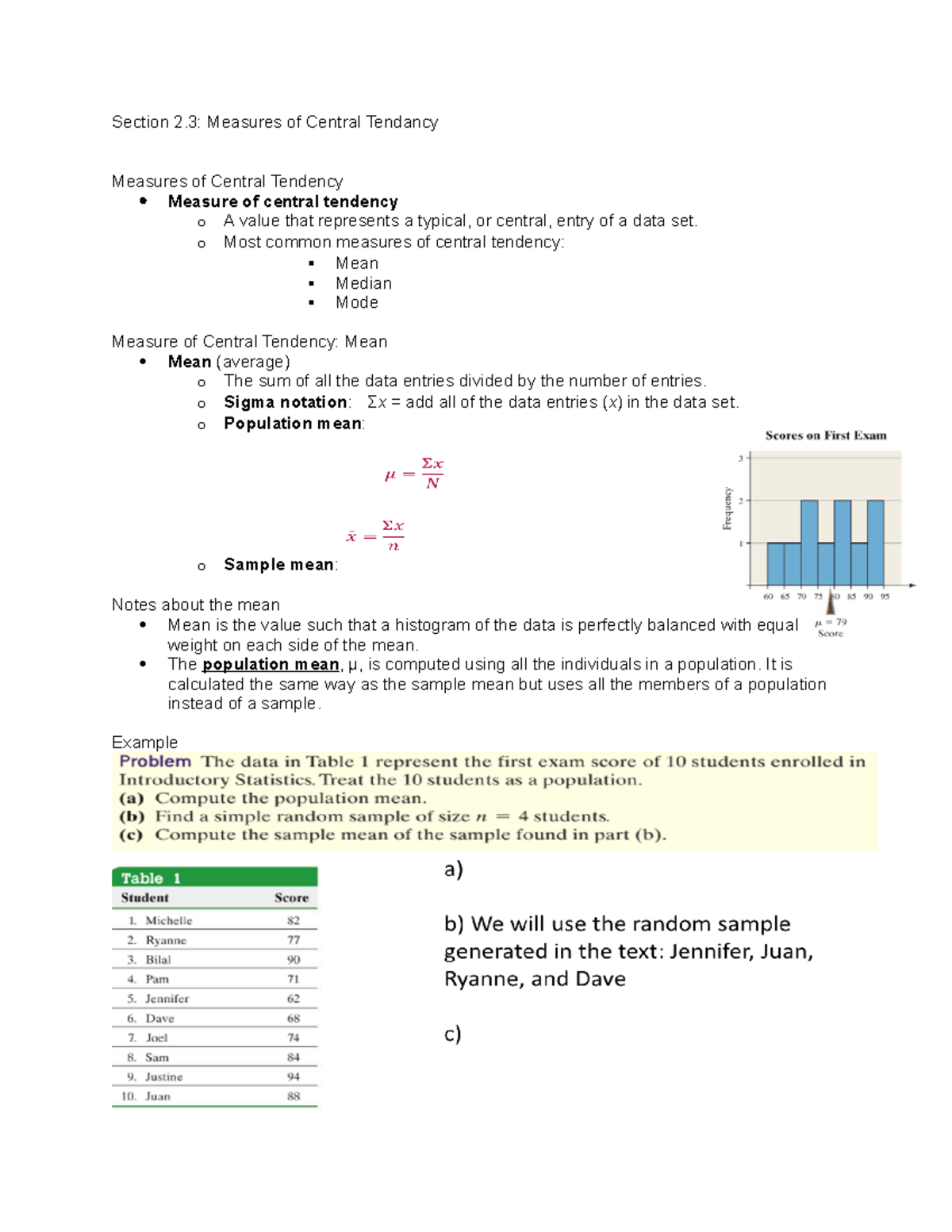 Section 2 - chapter 2 - Section 2: Measures of Central Tendancy ...