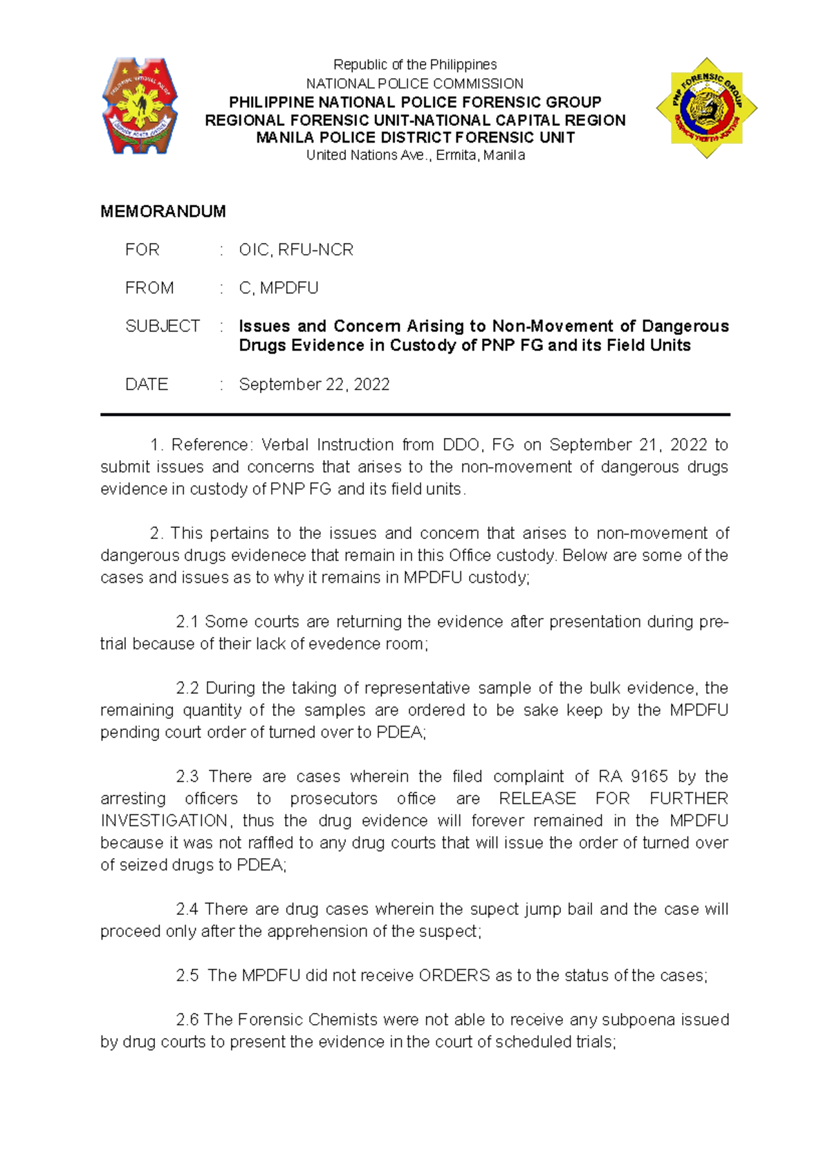 AAR Mpdhq September 16 - sample - Republic of the Philippines NATIONAL ...