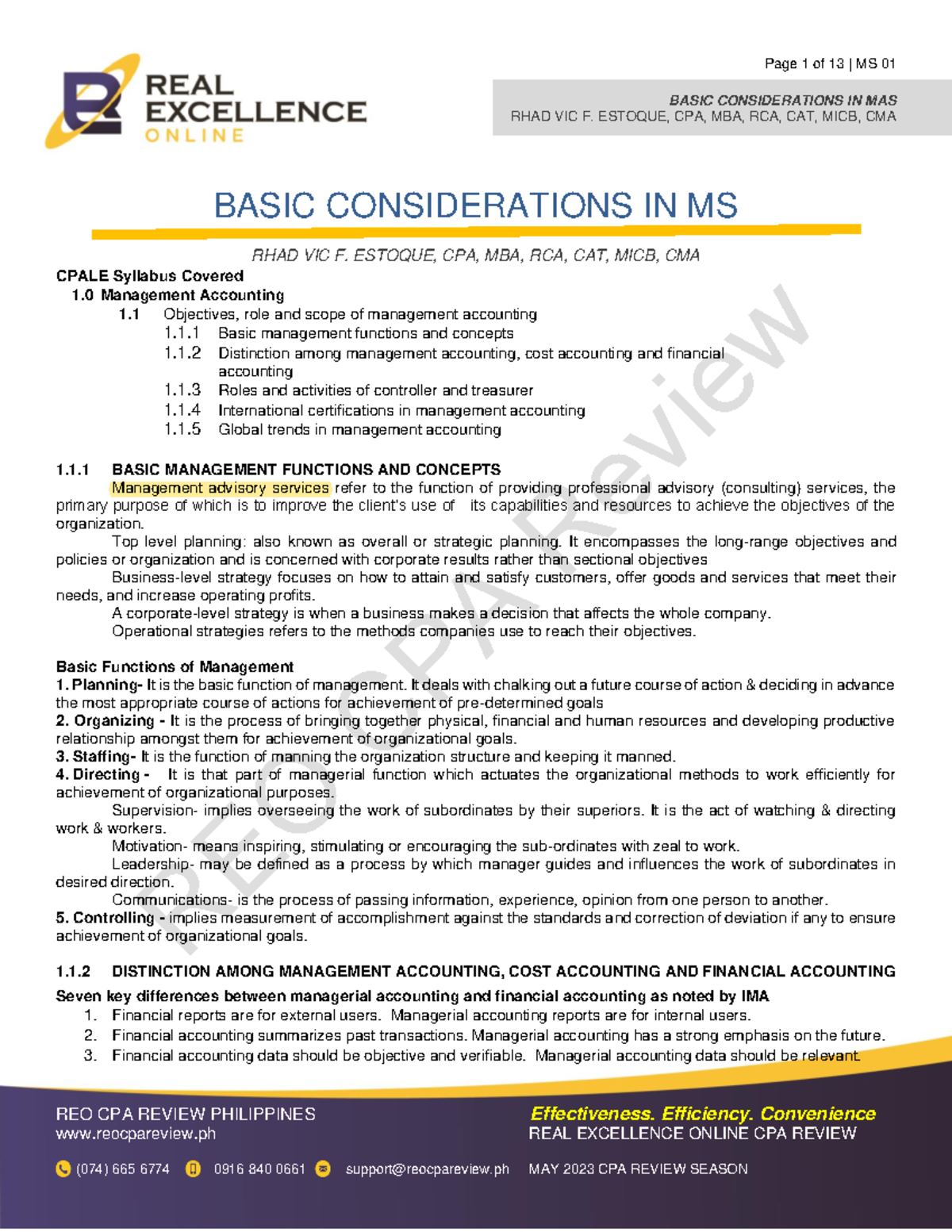 01 REO PRO 5th batch Basic Considerations in MS - BASIC CONSIDERATIONS ...