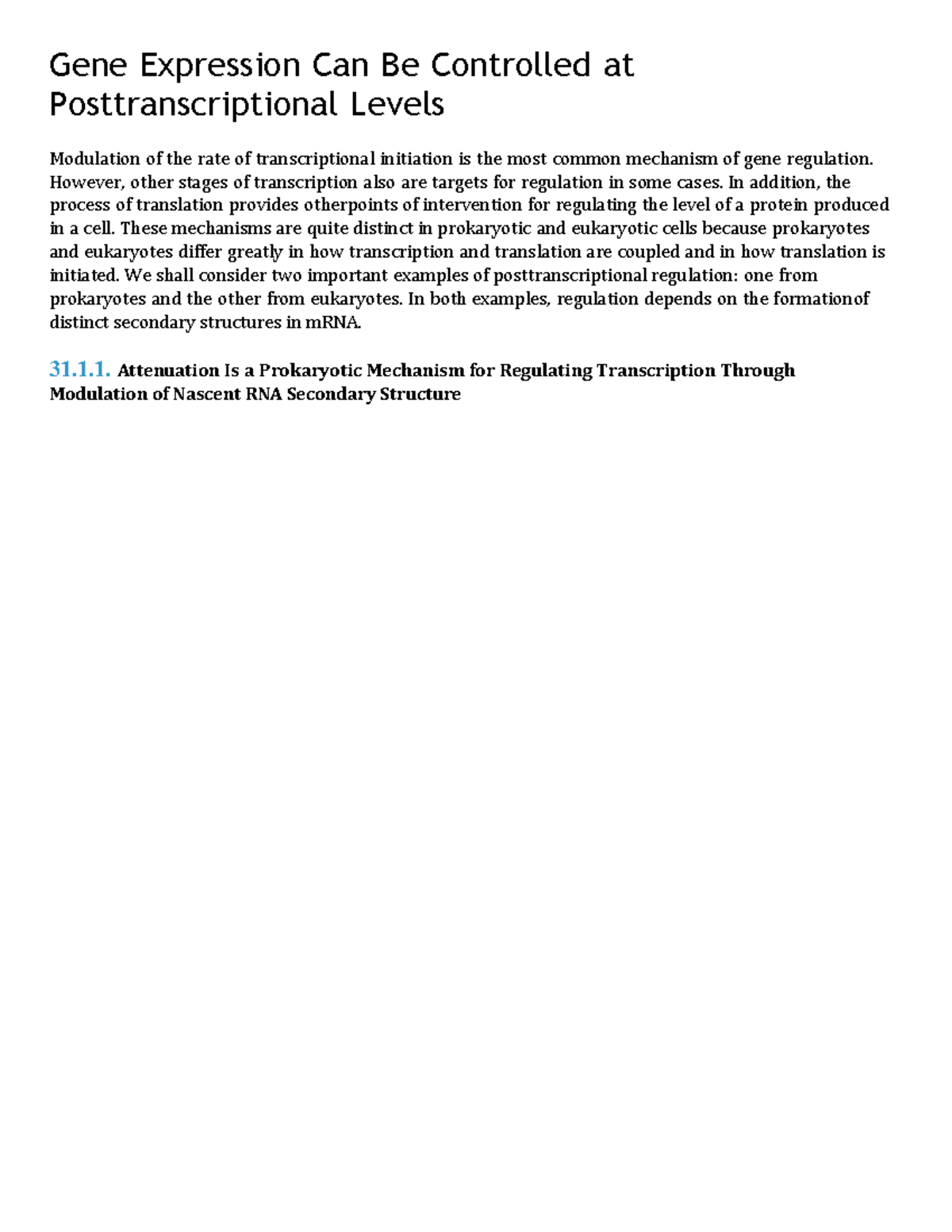 Gene Expression Can Be Controlled at Posttranscriptional Levels - Gene ...