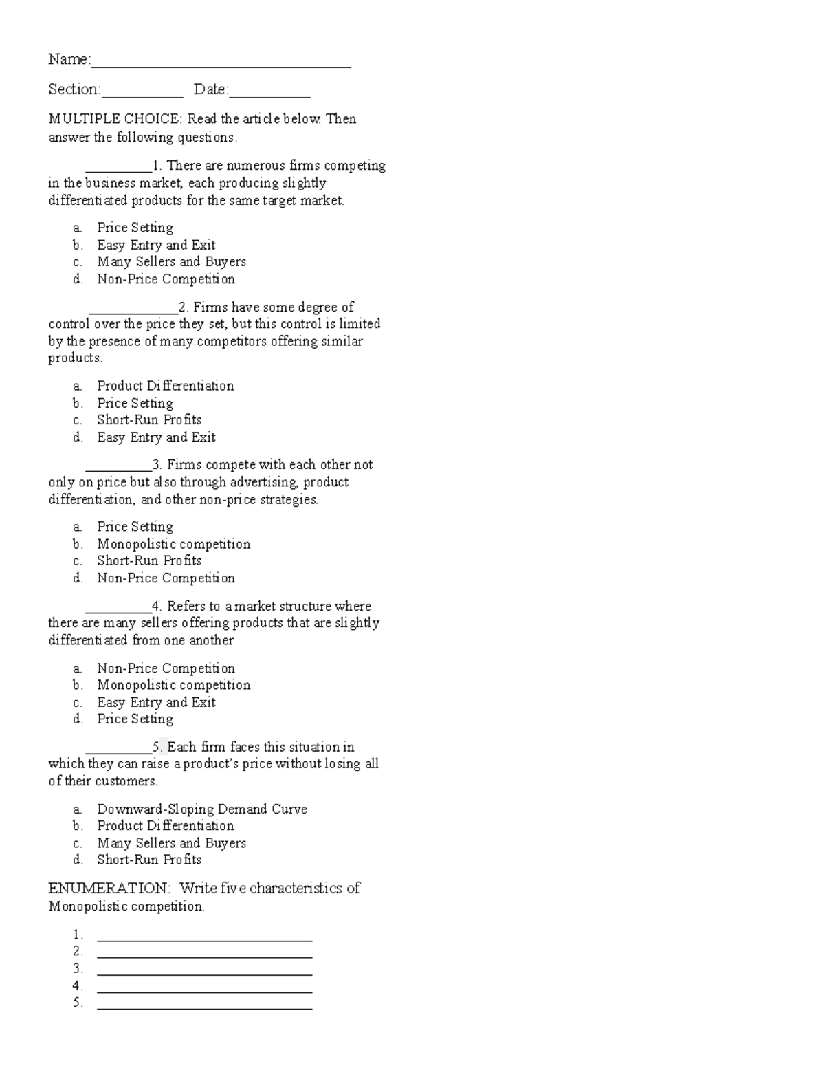 Quiz - questions - Name:________________________________ Section ...