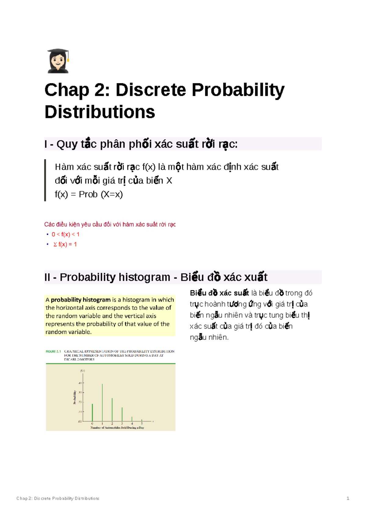 Notion Chap 2 Discrete Probability Distributions - Chap 2: Discrete Probability Distributions I ...