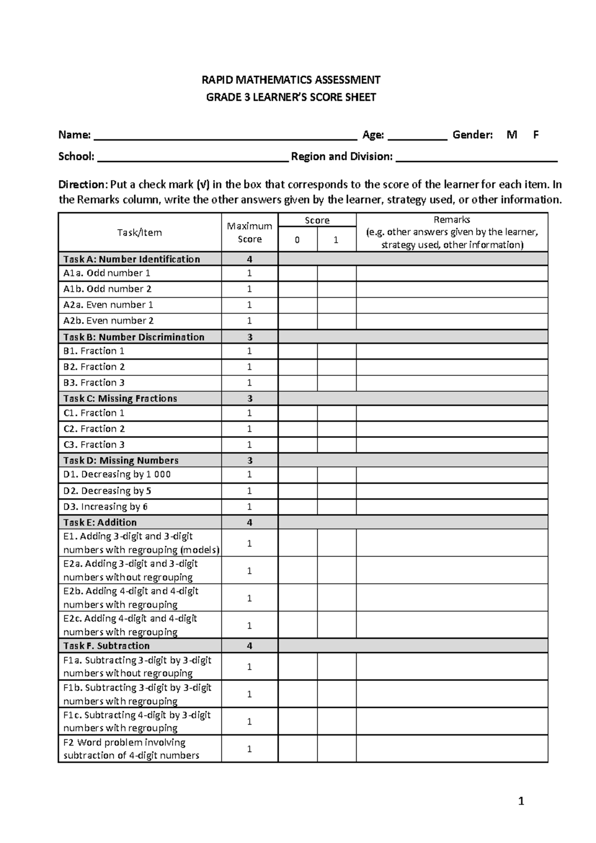 RMA Grade-3 Learner s-Score-Sheet 13-June-2023 - 1 RAPID MATHEMATICS ASSESSMENT GRADE 3 LEARNER ...