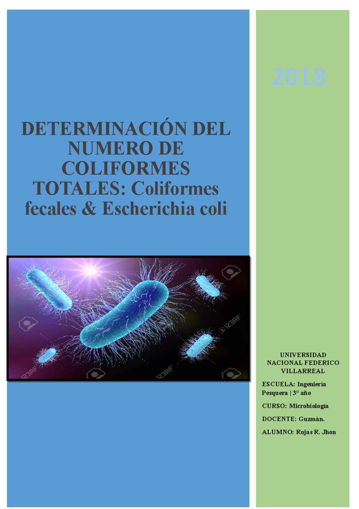Determinacion DEL Numero DE Coliformes Totales - 2018 DETERMINACIÓN DEL ...