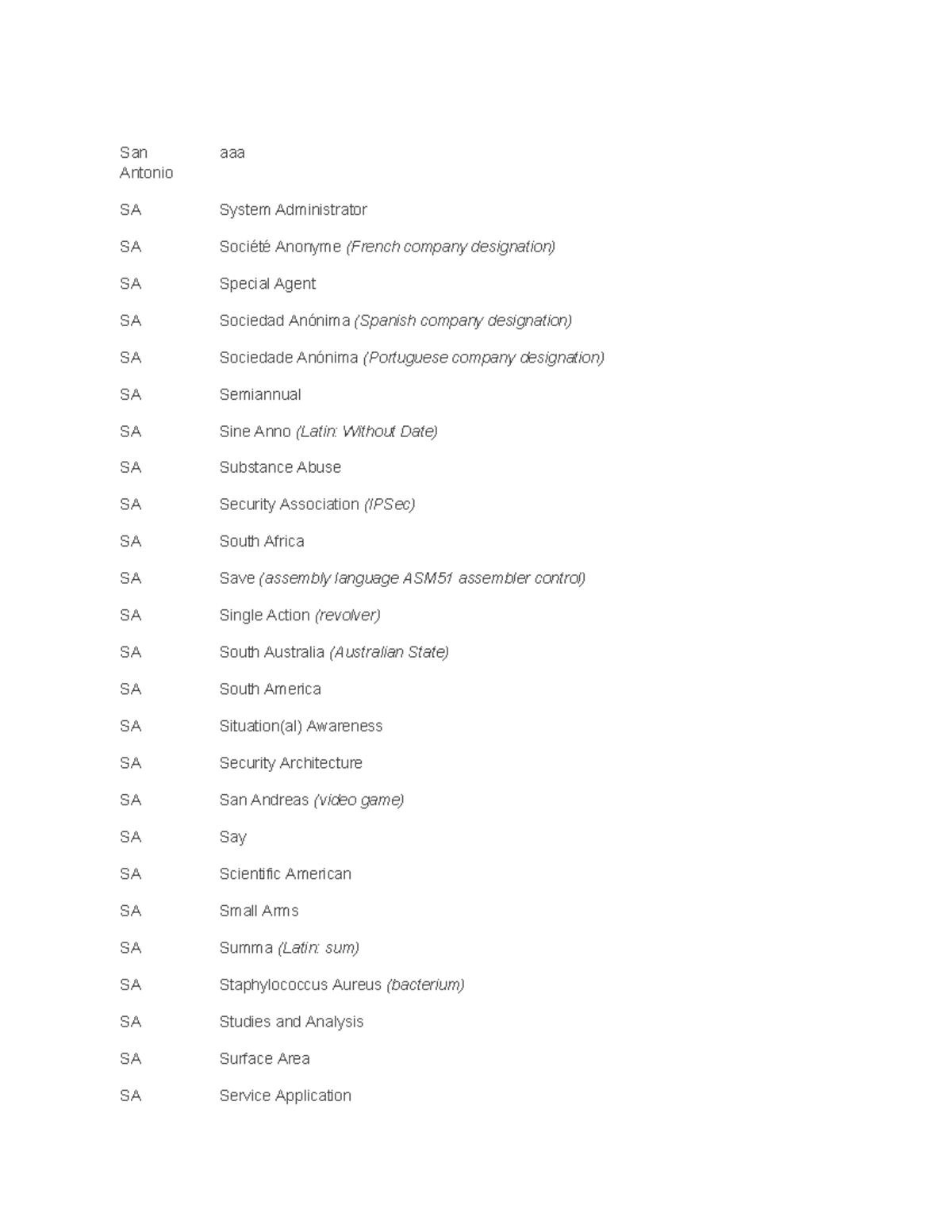 Lolies - dadada - San Antonio aaa SA System Administrator SA Société ...