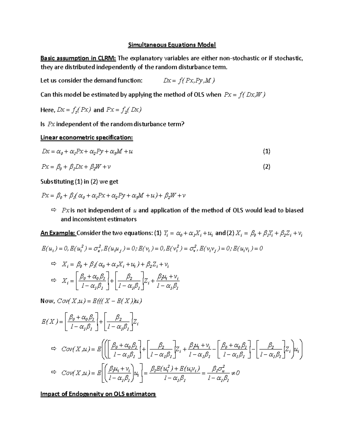 Simultaneous Equations Modelling - Simultaneous Equations Model Basic ...
