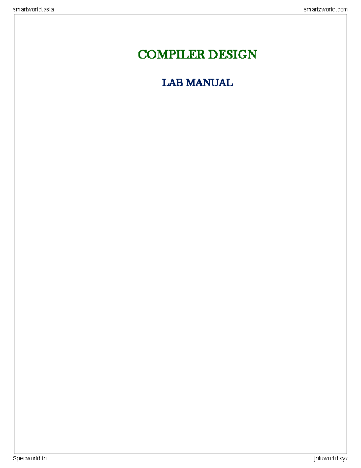 Compiler Design - COMPILER DESIGN LAB MANUAL COMPUTER SCIENCE AND ENGINEERING Program Outcomes ...