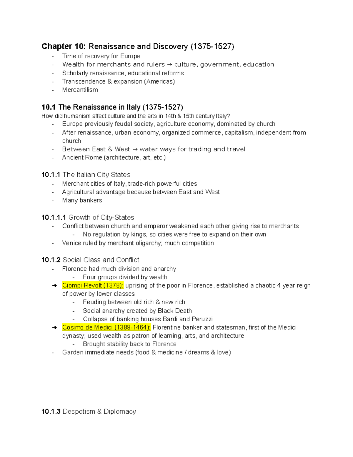 9 13- Chapter 10 Kagan - Chapter 10: Renaissance and Discovery (1375-1527) Time of recovery for ...