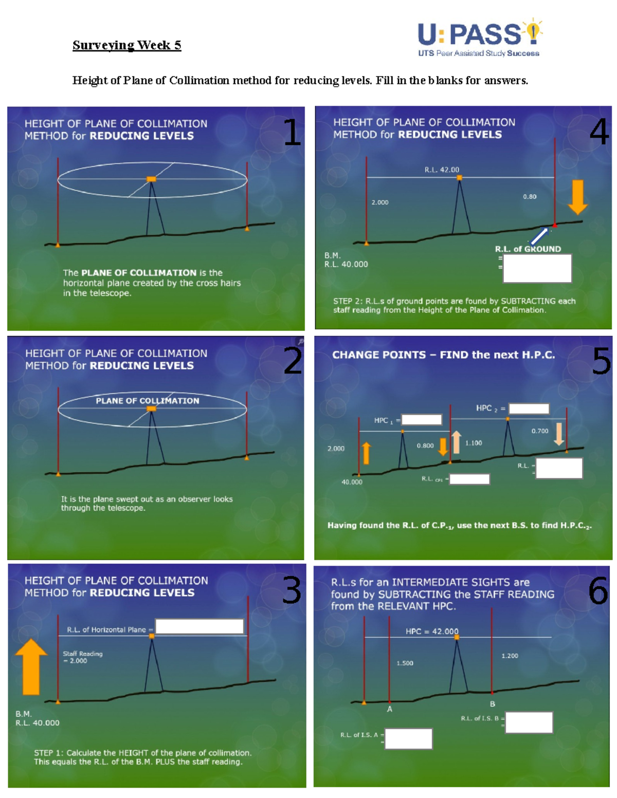 HPC & Grading week 5 2018 Spring - Height of Plane of Collimation method for reducing levels ...