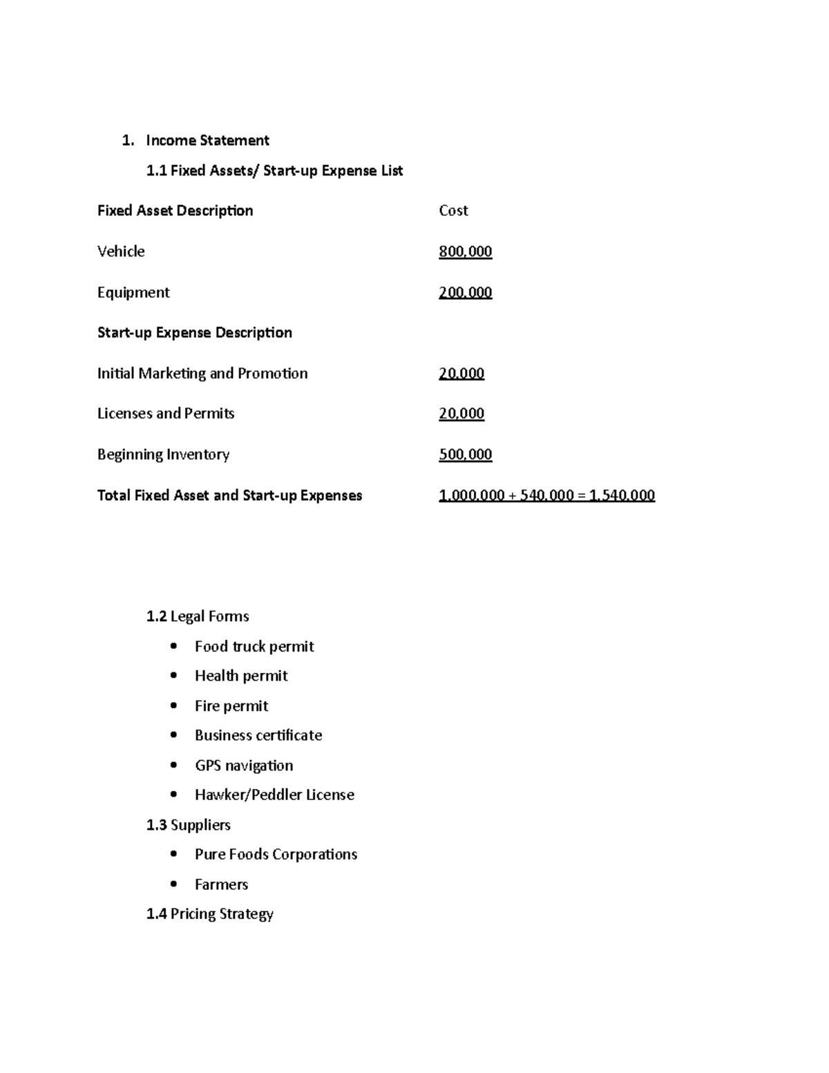 Revised- Section-3 - lakdvhjioaehvlae - Income Statement 1 Fixed Assets ...