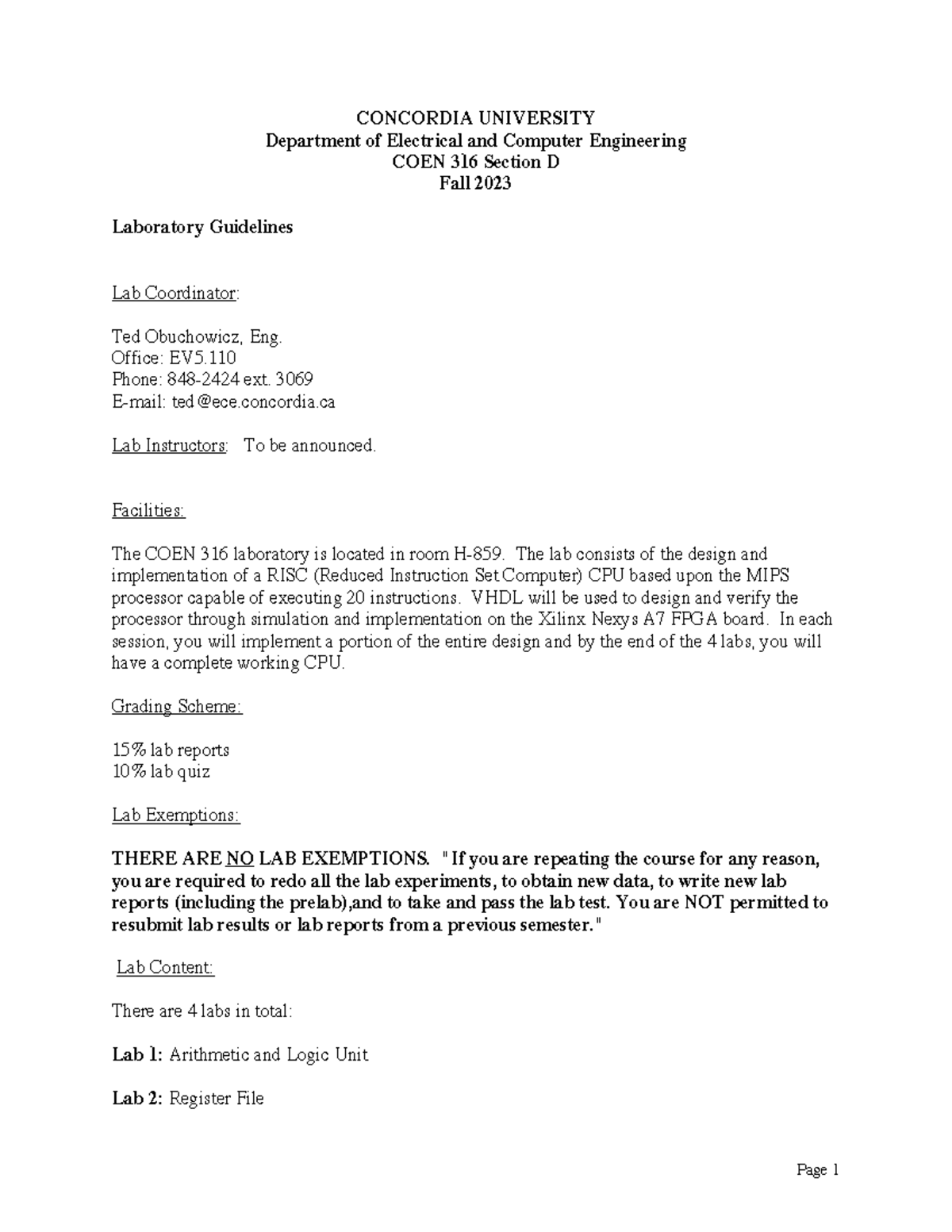 Coen316 fall 2023 - Course Outline - CONCORDIA UNIVERSITY Department of ...