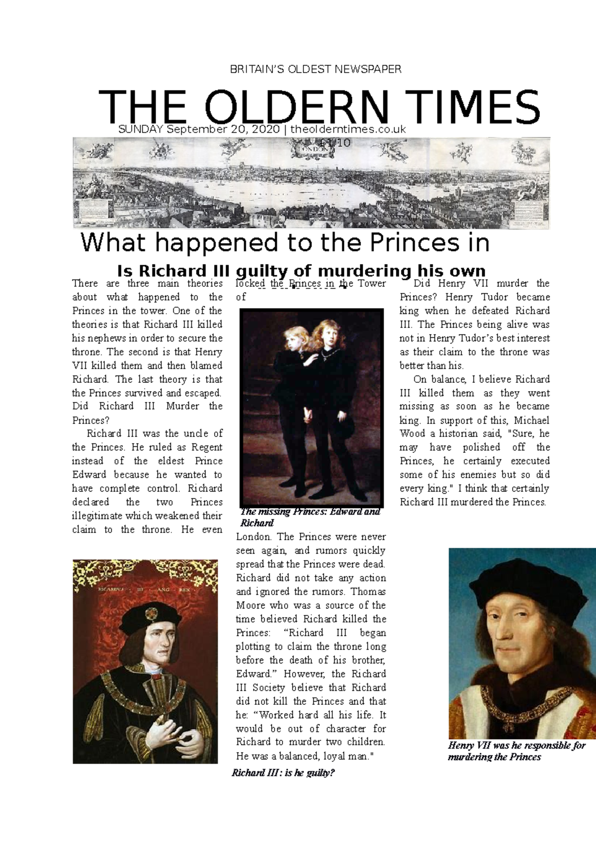 History Submitted Newspaper Article - There are three main theories ...