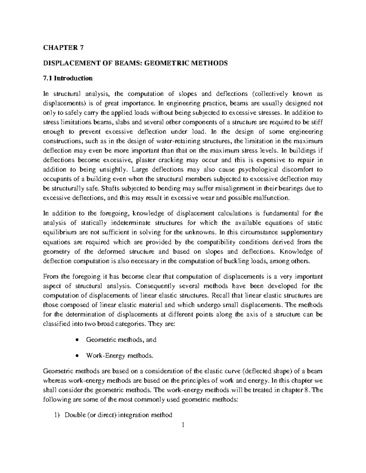 Structures 7 - Copy - ####### CHAPTER 7 ####### DISPLACEMENT OF BEAMS ...
