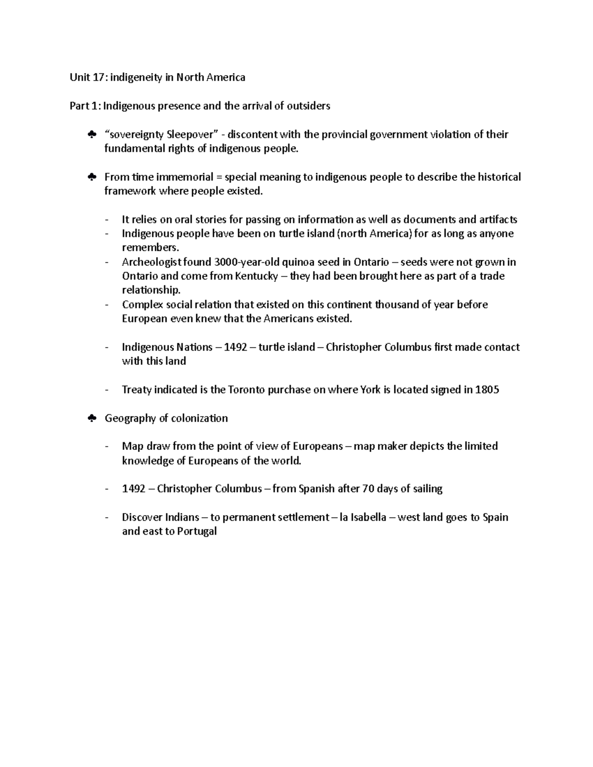 Unit 17 - Unit 17: indigeneity in North America I Indigenous presence ...