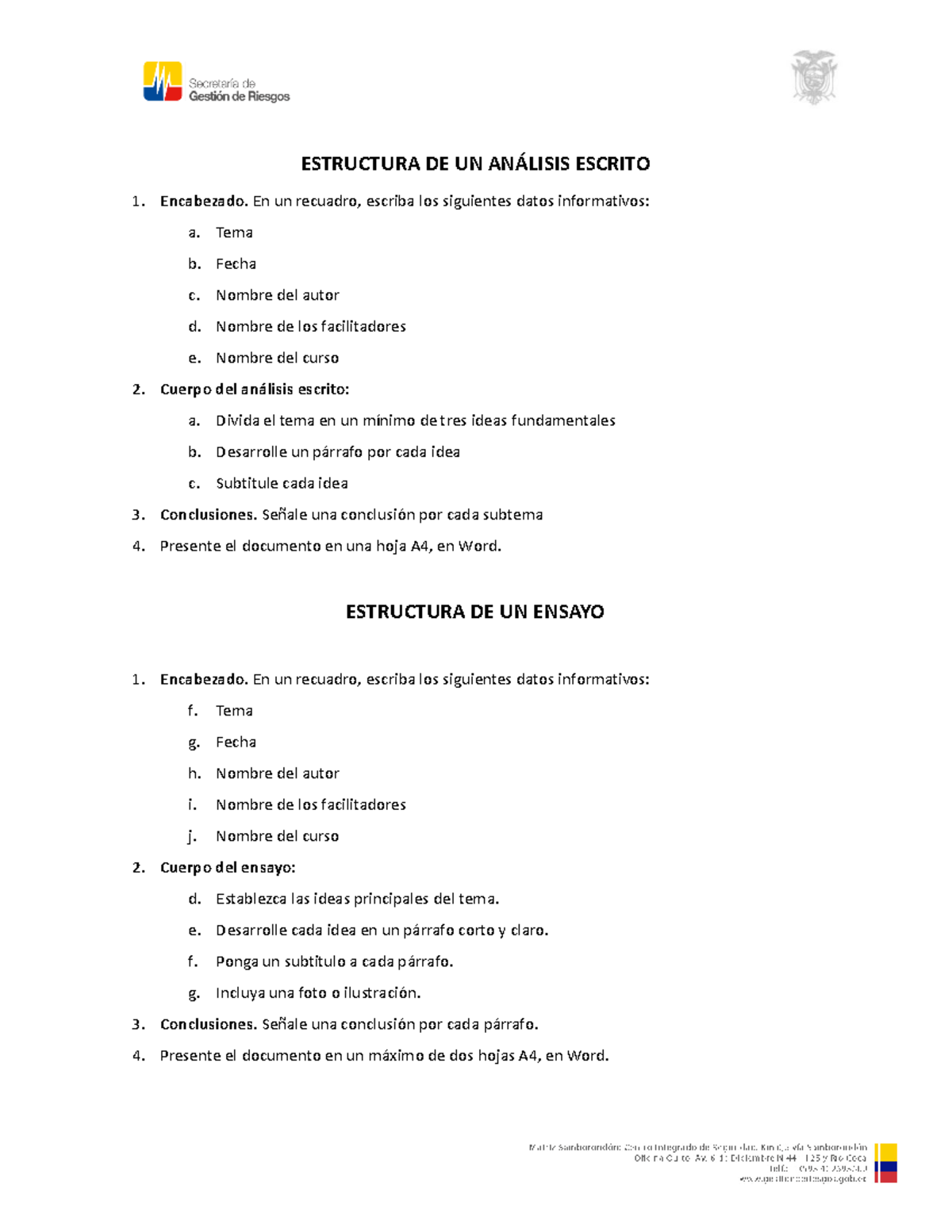 Estructura de Análisis Escrito y Ensayo - ESTRUCTURA DE UN ANÁLISIS ...