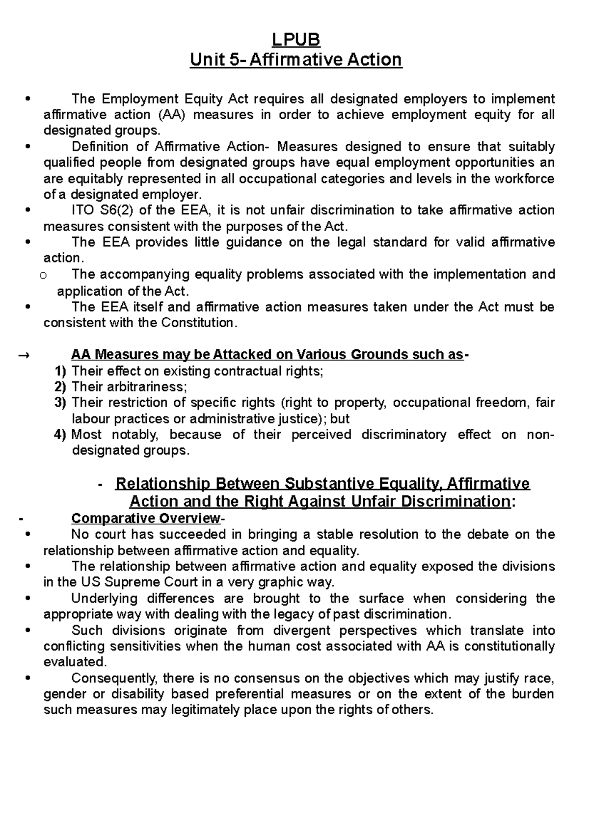 Affirmative Action - LPUB Unit 5- Affirmative Action The Employment ...