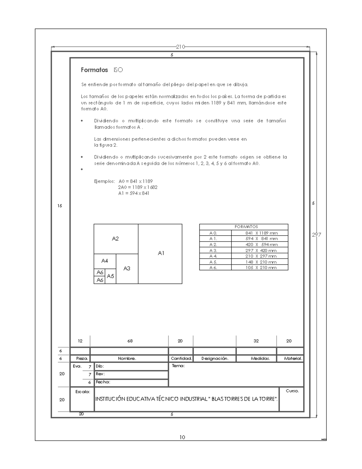 Formato ISO PARA 10 Y 11 - Para guiarse - 10 HAGC Pieza. Nombre ...