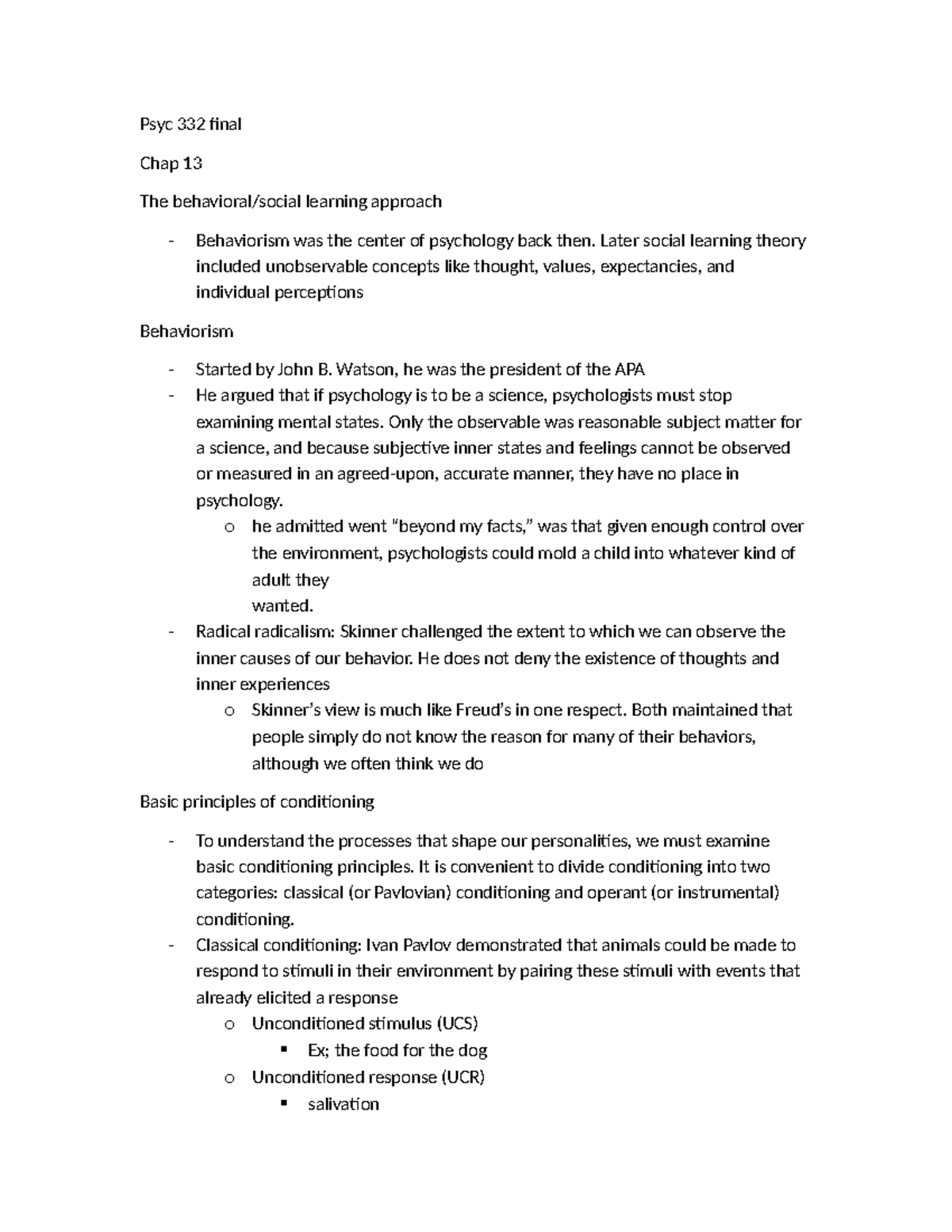 Psyc 332 final - note - Psyc 332 final Chap 13 The behavioral/social ...