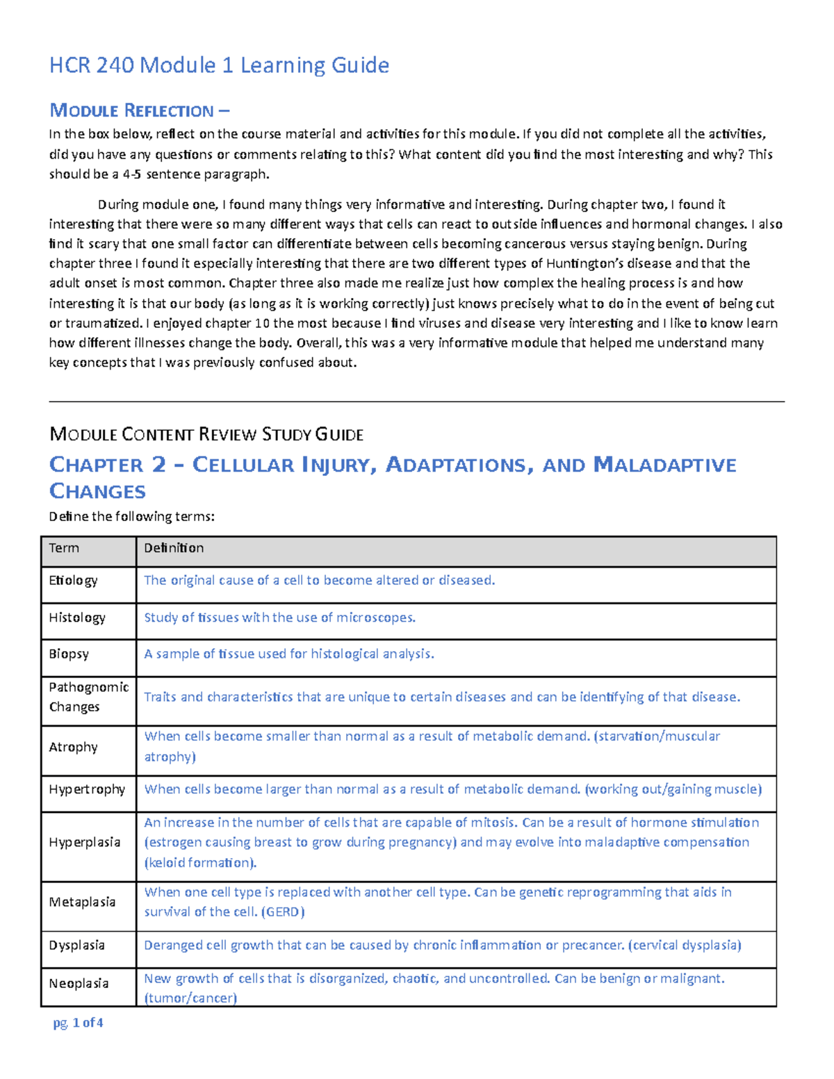 Module 1 Learning Guide - MODULE REFLECTION – In the box below, reflect ...