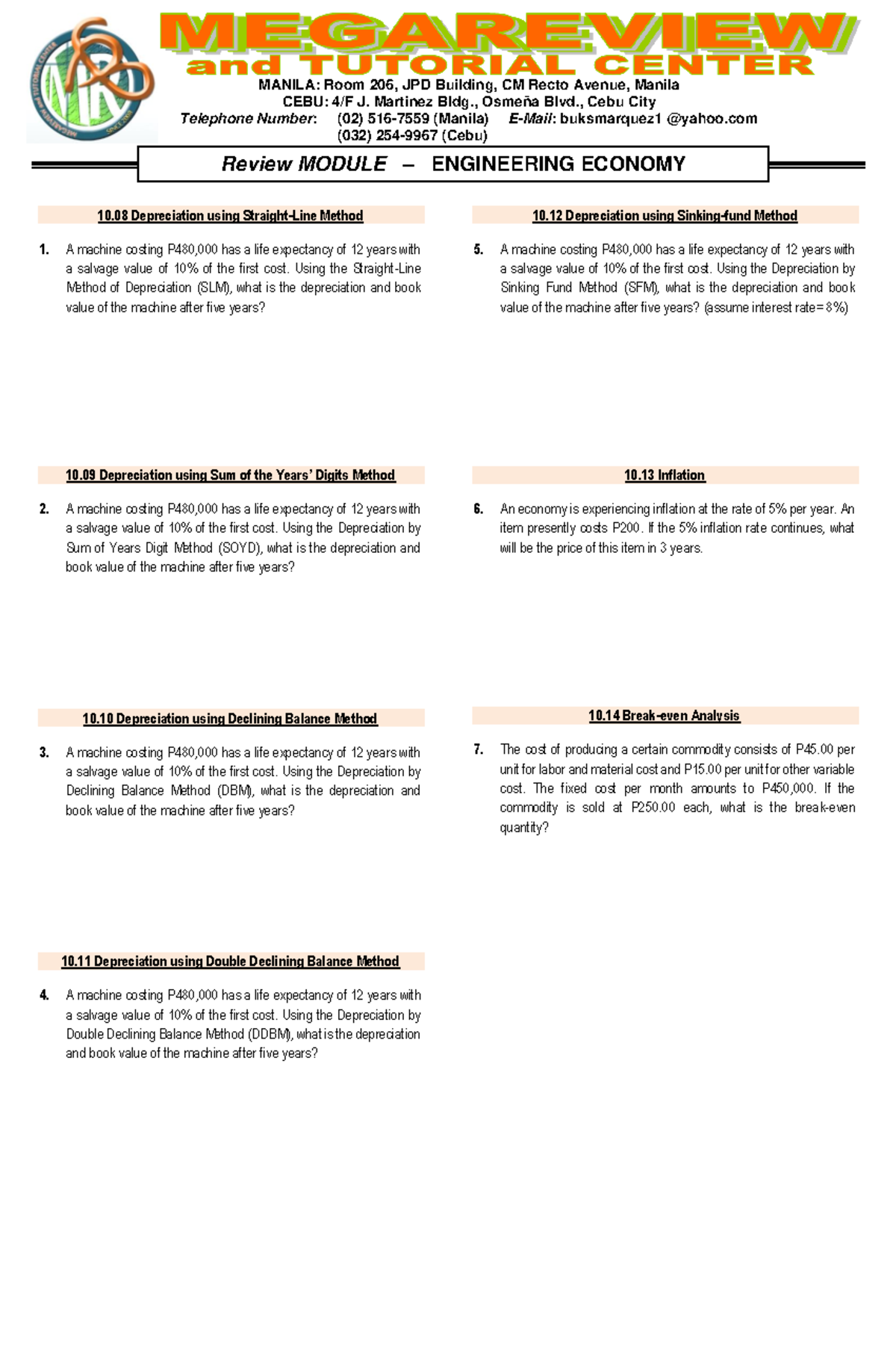 Study THIS2 - ENG ECON - MANILA: Room 206, JPD Building, CM Recto ...