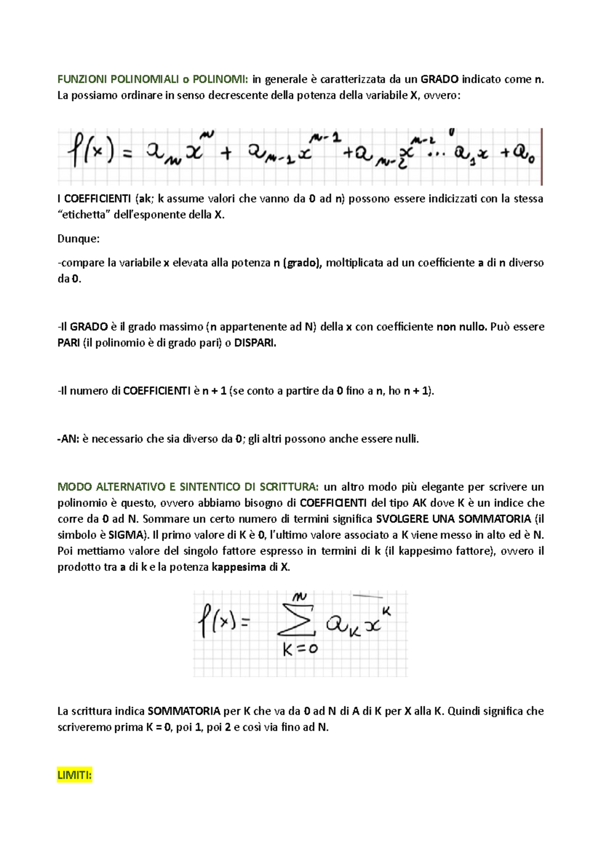 Funzioni Polinomiali E Funzioni DI Potenza - FUNZIONI POLINOMIALI o POLINOMI: in generale è ...