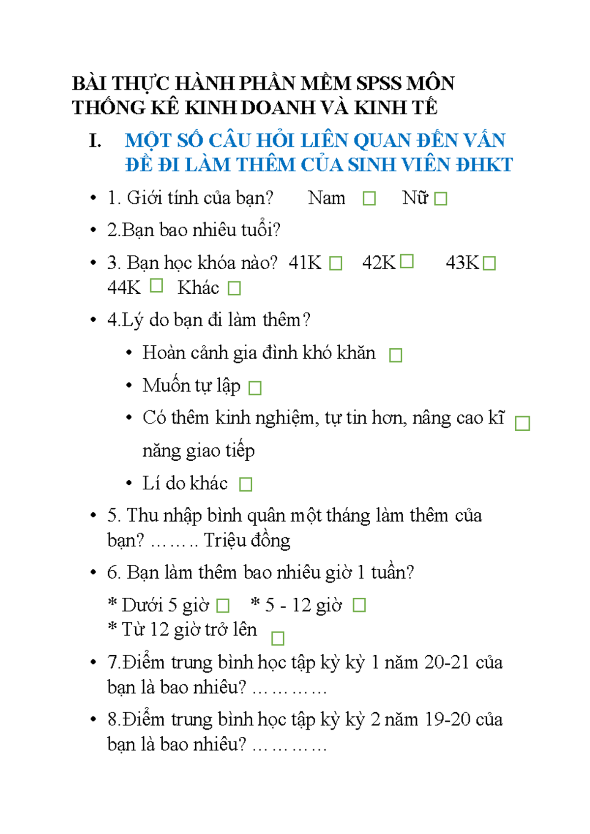 Thực hành SPSS (6) - De thi thuc hanh theo nhom TKKT - BÀI THỰC HÀNH ...