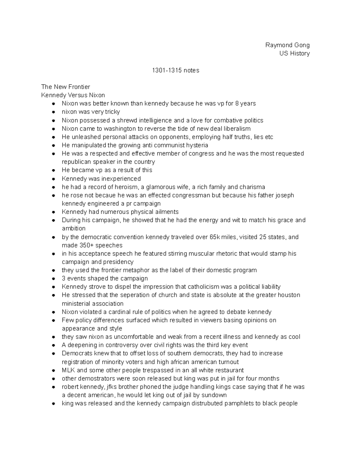 1301-1315 Notes US history - Raymond Gong US History 1301-1315 notes ...